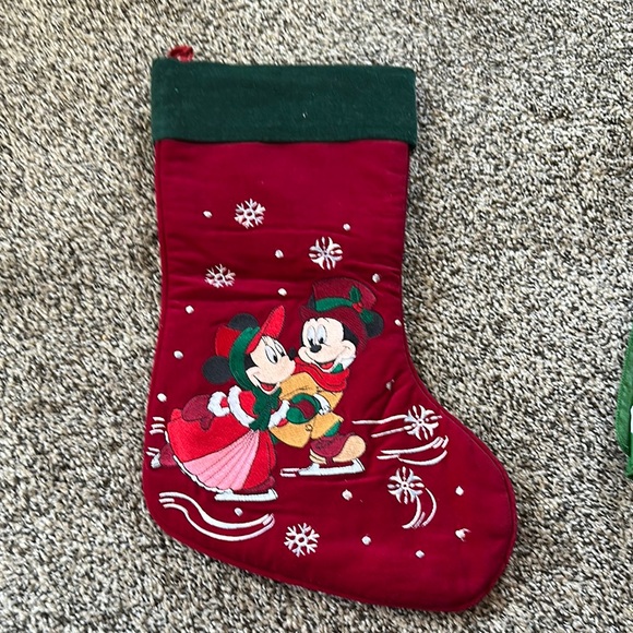 Disney | Holiday | Mickey And Minnie Skating Red Holiday Stocking ...